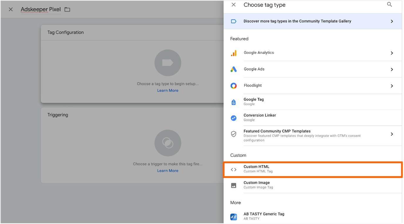 ADSKEEPER PIXEL IMPLEMENTATION IN GOOGLE TAG MANAGER